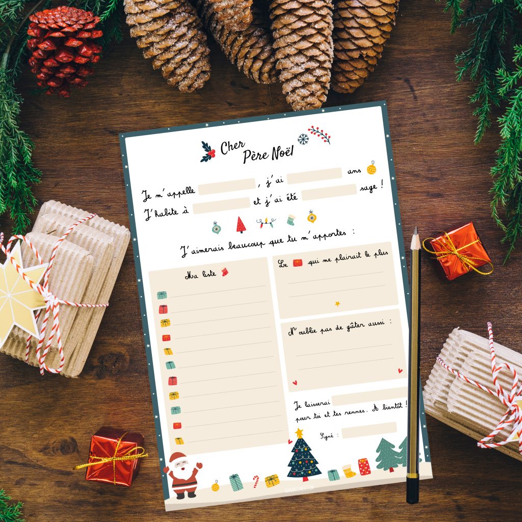 Lettre au père noel à imprimer (gratuit) - Maman Comète