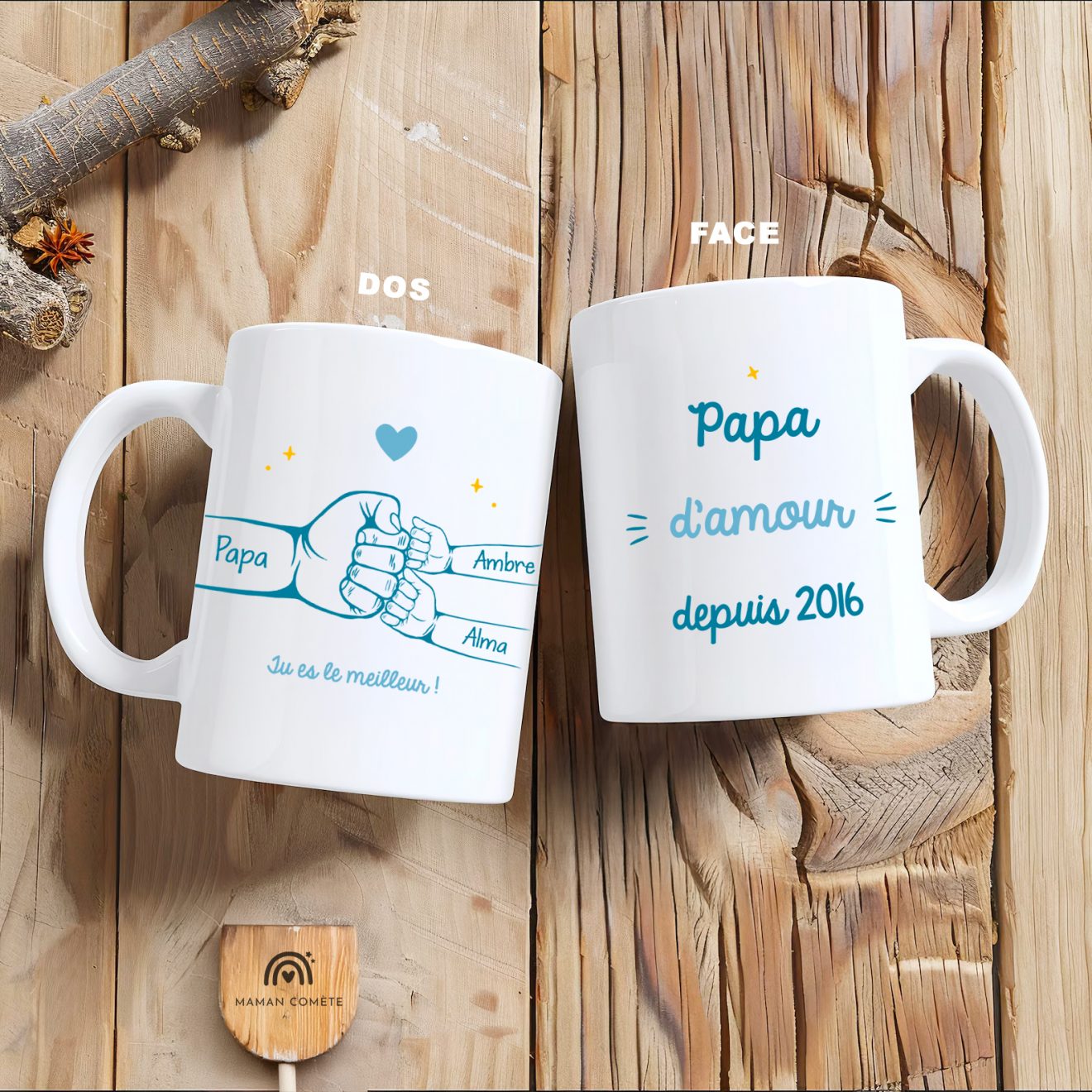 Mug personnalisé fête des pères – Tasse café papa et beau papa – Cadeau ...