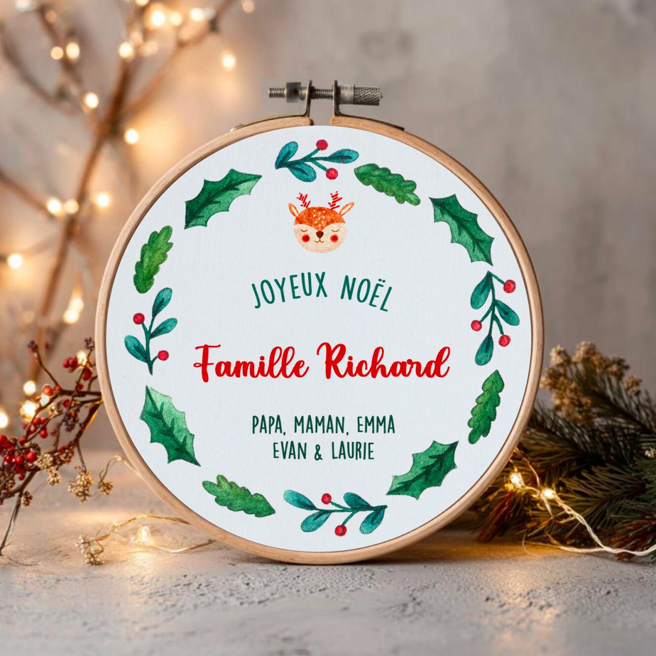 Cercle tambour de Noël personnalisé – boule déco, cadeau premier Noël ...